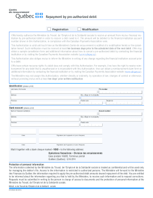 Fillable Online Repayment by pre-authorized debit Form Fax Email Print - pdfFiller