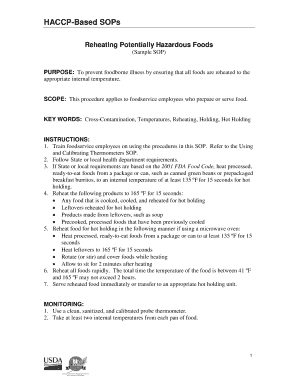 Fillable Online Reheating Potentially Hazardous Foods Fax Email Print ...