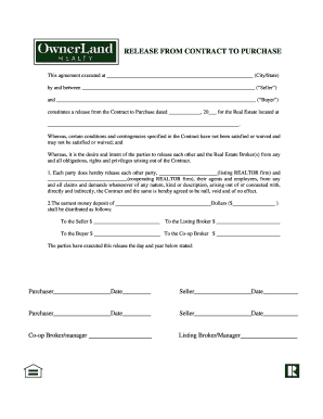 Fillable Online RELEASE FROM CONTRACT TO PURCHASE Fax Email Print ...