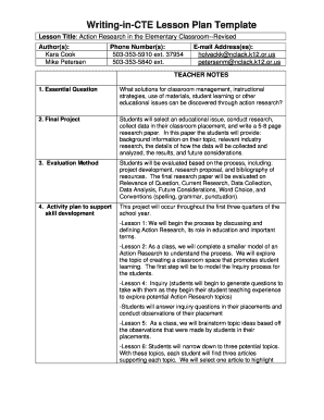 Fillable Online WritinginCTE Lesson Plan Template Fax Email Print ...
