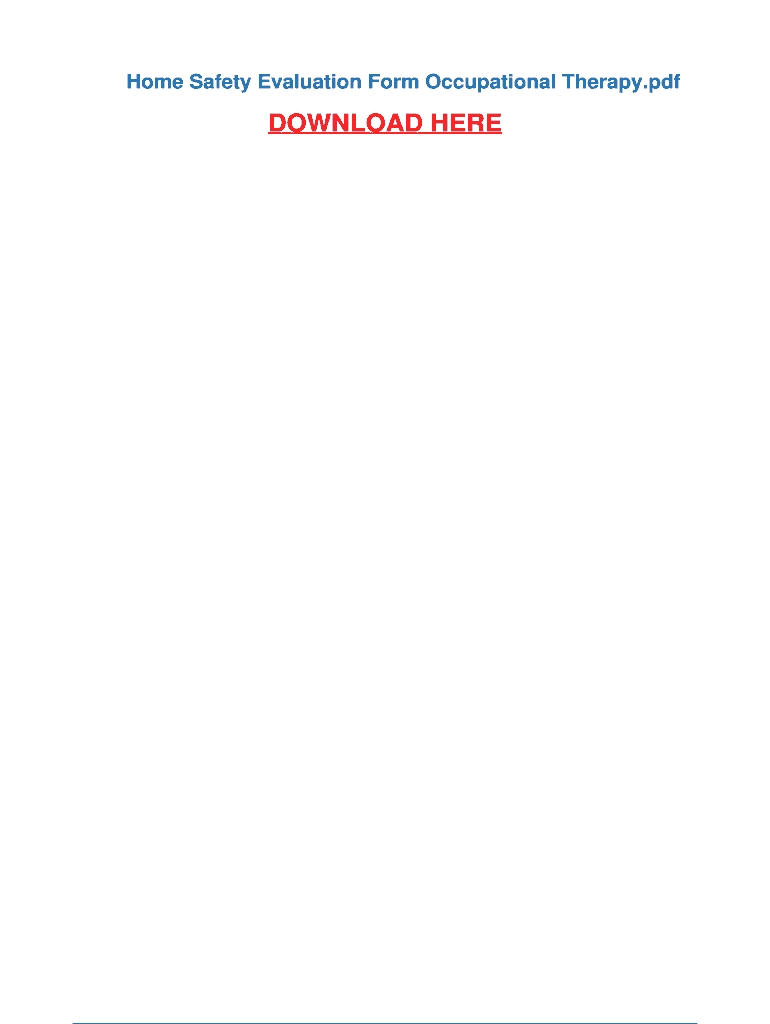 Fillable Online Home Safety Evaluation Form Occupational Therapy Fax ...