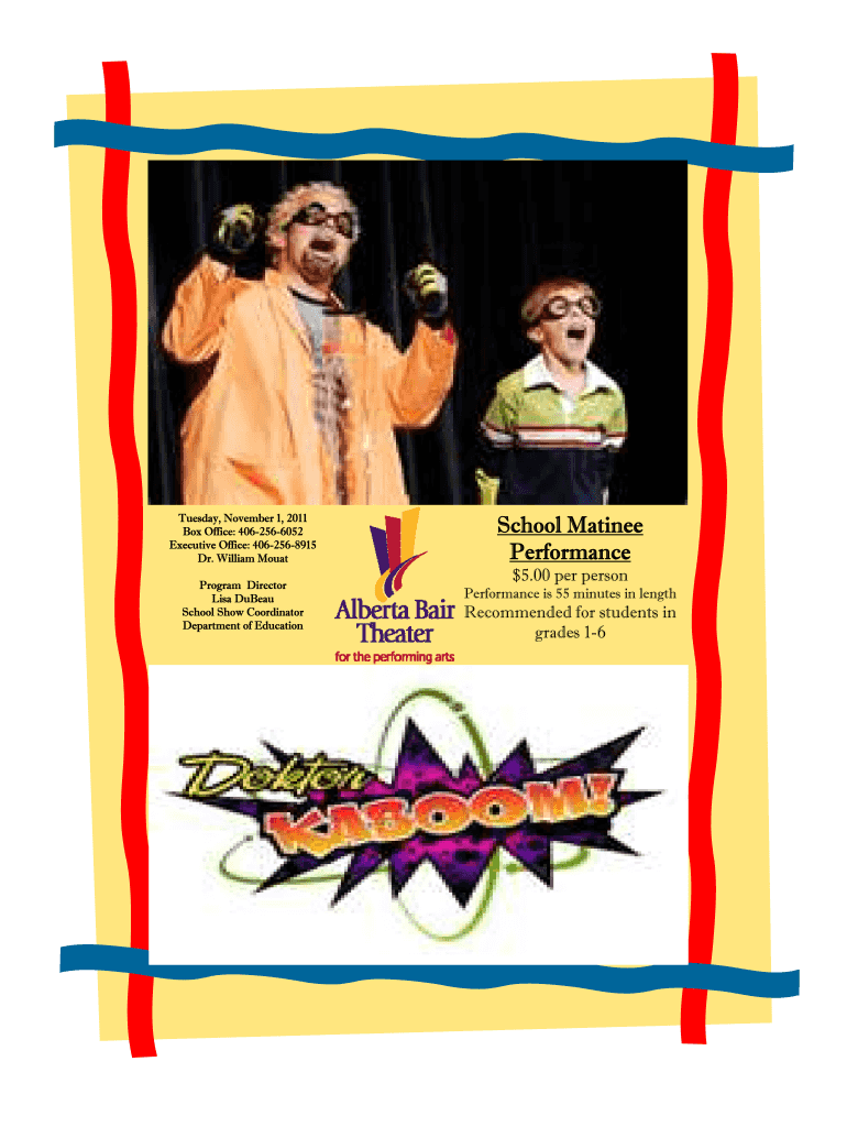 Fillable Online albertabairtheater School Matinee Performance - Alberta ...