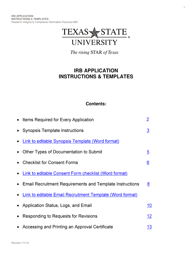Fillable Online gato-docs its txstate IRB APPLICATION INSTRUCTIONS ...