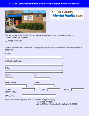 Fillable Online St Clair County Mental Health Board-Disaster Mental Fax ...