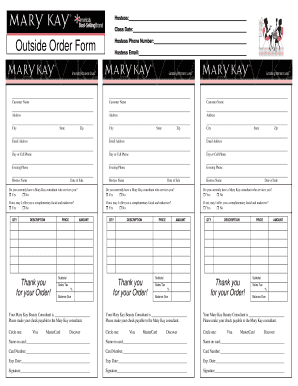 Fillable Online Hostess Outside Order Form - Pink University Fax Email ...