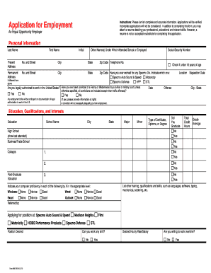 Fillable Online Employment Application. Internal Forms Fax Email Print ...