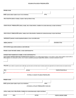 Fillable Online Odjava stalnega prebivalia - Veleposlanitvo RS London ...