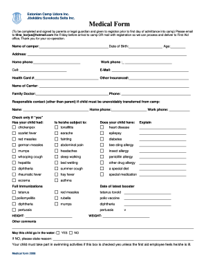 Fillable Online MEDICAL FORM 2008doc Fax Email Print - pdfFiller
