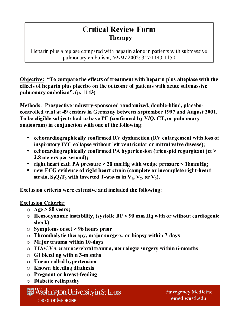 Fillable Online PGY II ANSWER KEY -- Heparin + Alteplase for Submassive ...
