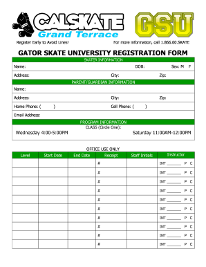 Fillable Online GSU 2016 Registration Form Fax Email Print - pdfFiller