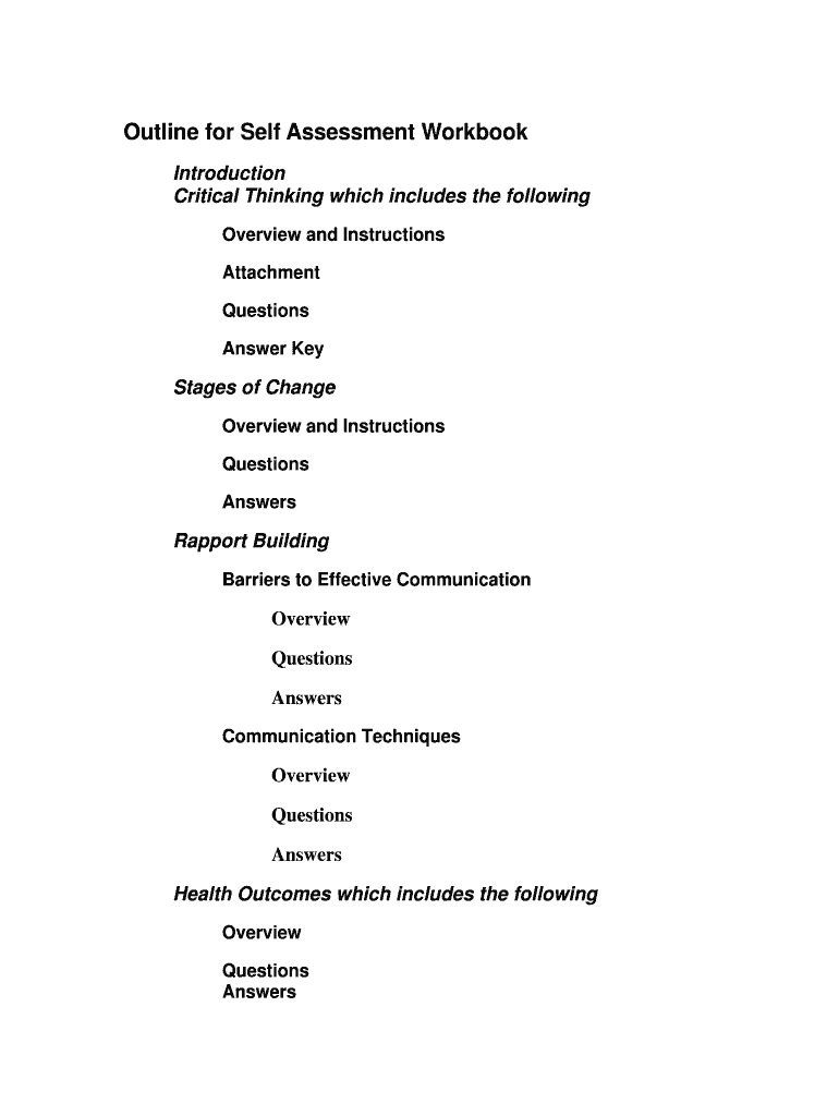 Fillable Online nal usda Outline for Self Assessment Workbook Fax Email ...