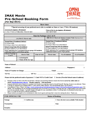 Fillable Online IMAX Movie Fax Email Print - pdfFiller
