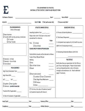 Fillable Online ETSU DEPARTMENT OF ATHLETICS NATIONAL LETTER OF INTENT ...
