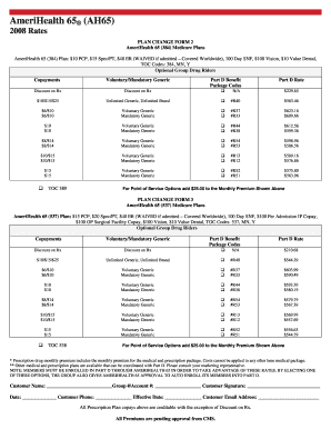 Fillable Online amerihealth change forms 2and3090607doc Fax Email Print - pdfFiller