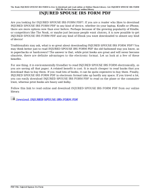 Fillable Online picthusiast INJURED SPOUSE IRS FORM PDF INJURED SPOUSE ...