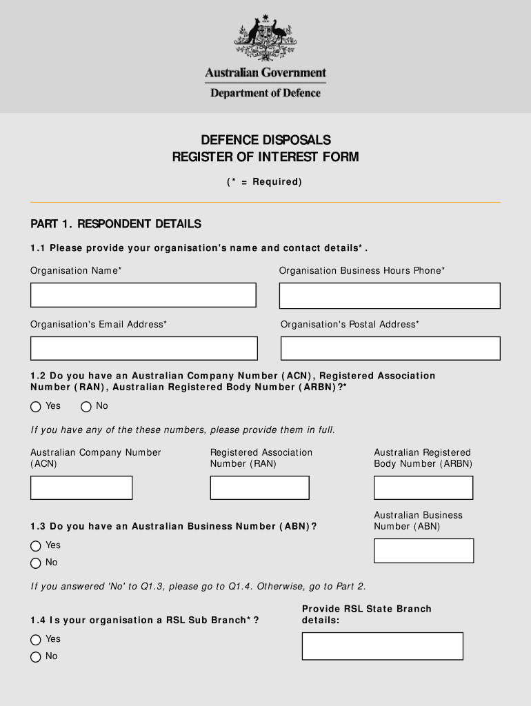 Fillable Online rslsa org Bdefenceb disposals register of interest ...