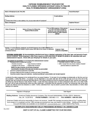 Fillable Online Health FSA and HRA bReimbursementb - American Fidelity ...