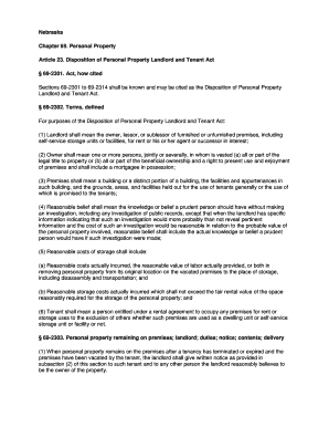 Fillable Online Disposition of Personal Property Landlord and Tenant ...