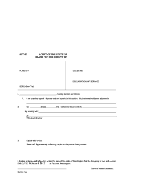 Fillable Online Declaration of Service - Greyhound Legal Tacoma amp ...