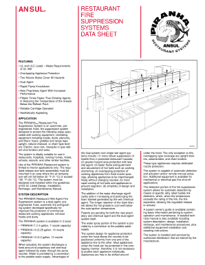 Fillable Online ANSUL RESTAURANT FIRE SUPPRESSION SYSTEMS DATA SHEET ...