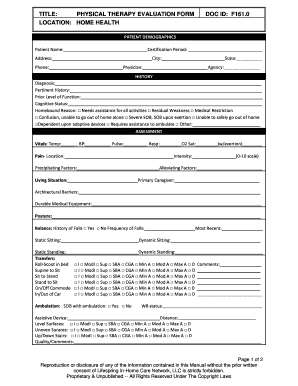 Fillable Online Physical Therapy Evaluation - TriPoint Healthcare Fax ...
