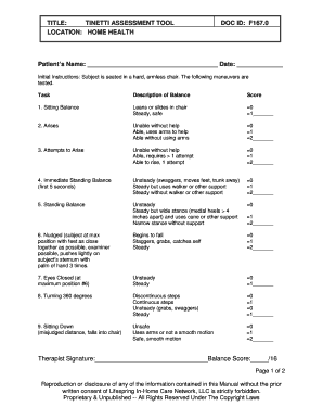 Fillable Online Tinetti Assessment Tool - TriPoint Healthcare Fax Email ...