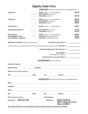 Fillable Online DigArts Order Form Fax Email Print - pdfFiller