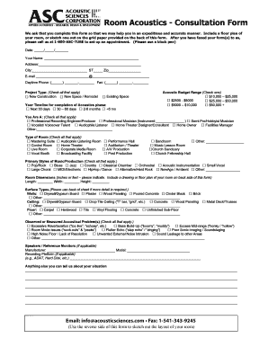 Fillable Online Room Acoustics Consultation Form Fax Email Print ...