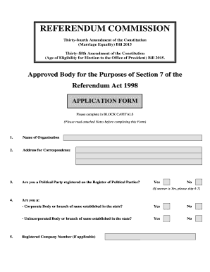 Fillable Online refcom Form - The Referendum Commission - refcom Fax ...