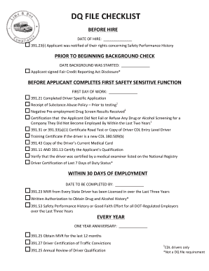 Fillable Online Dq bfile checklistb - Limo amp Bus Compliance Fax Email ...