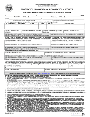 Fillable Online REGISTRATION INFORMATION and AUTHORIZATION to REGISTER ...