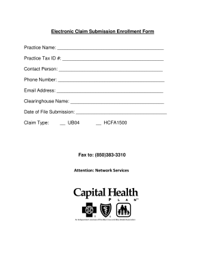 Fillable Online Electronic Claim Submission Enrollment Form Fax Email ...