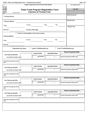 Fillable Online deq state or ODEQ - Clean Fuels Registration Form ...