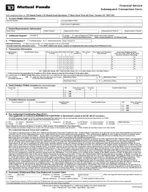 Fillable Online Financial Service Subsequent Transaction Form Click ...