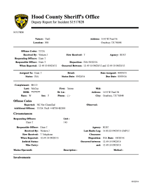 Fillable Online hoodcountyteaparty Hood County Sheriffs Office Fax ...