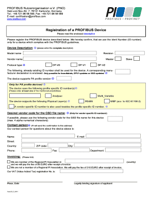 Fillable Online Registration of a PROFIBUS Device Form Fax Email Print ...