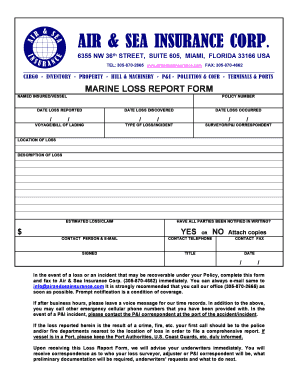 Fillable Online 2014-marine LOSS Report FORM Fax Email Print - pdfFiller
