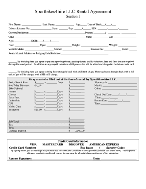 Fillable Online Colorado Sport Bike Rental Agreement Fax Email Print ...