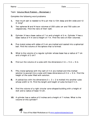 Volume Word Problems - Fill Online, Printable, Fillable, Blank | pdfFiller