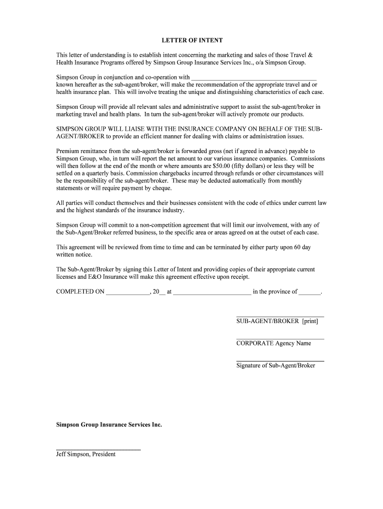 Fillable Online Letter of intent 2doc Fax Email Print - pdfFiller