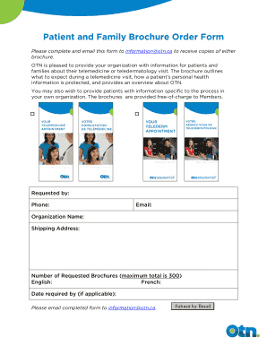 Fillable Online Patient and Family Brochure Order Form - OTN Fax Email ...