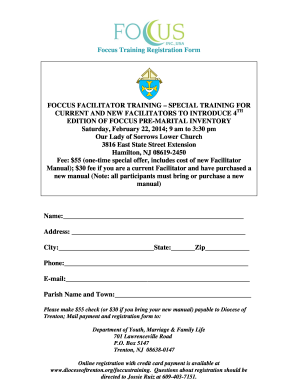 Fillable Online dioceseoftrenton Foccus Training Registration Form ...