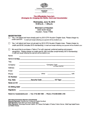 Fillable Online REGISTRATION - CFA Fax Email Print - pdfFiller
