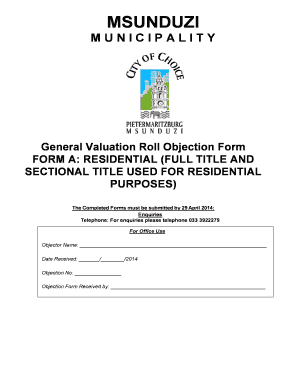 Fillable Online msunduzi gov Form A RESIDENTIALdocx - msunduzi gov Fax ...
