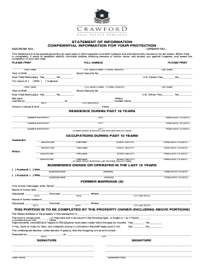 Fillable Online STATEMENT OF INFORMATION.doc Fax Email Print - pdfFiller