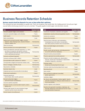 Fillable Online Business Records Retention Schedule Fax Email Print ...