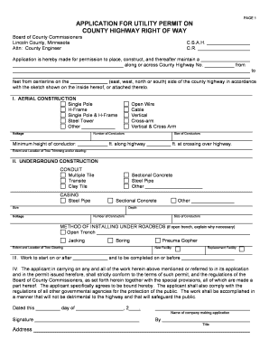Fillable Online APPLICATION FOR UTILITY PERMIT ON - Lincoln County ...