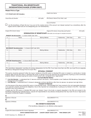 Fillable Online TRADITIONAL IRA BENEFICIARY DESIGNATIONCHANGE FORM Fax Email Print - pdfFiller