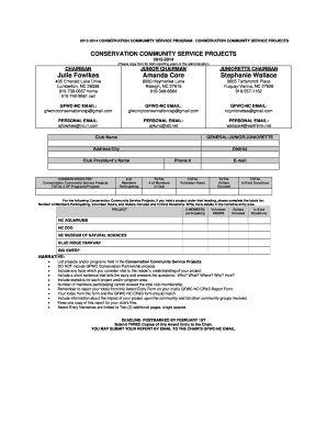 Fillable Online gfwcnc 2012 14 GFWCNC Conservation CSP Awards Entry ...