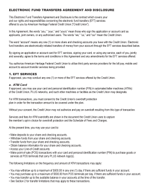 Fillable Online This Electronic Fund Transfers Agreement and Disclosure ...